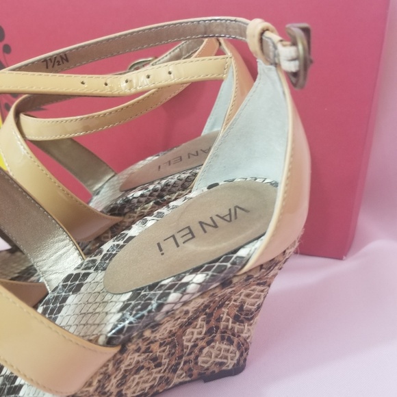 Vaneli | Shoes | Vaneli Patent Leather Wedge Sandals Heels 75 N | Poshmark